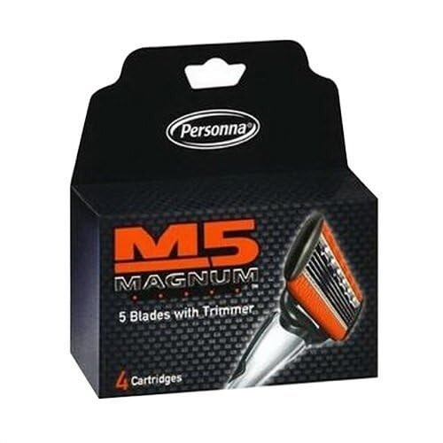Personna M5 Magnum System 5 Blade Razor Handle with 4 Refill Cartridges ...