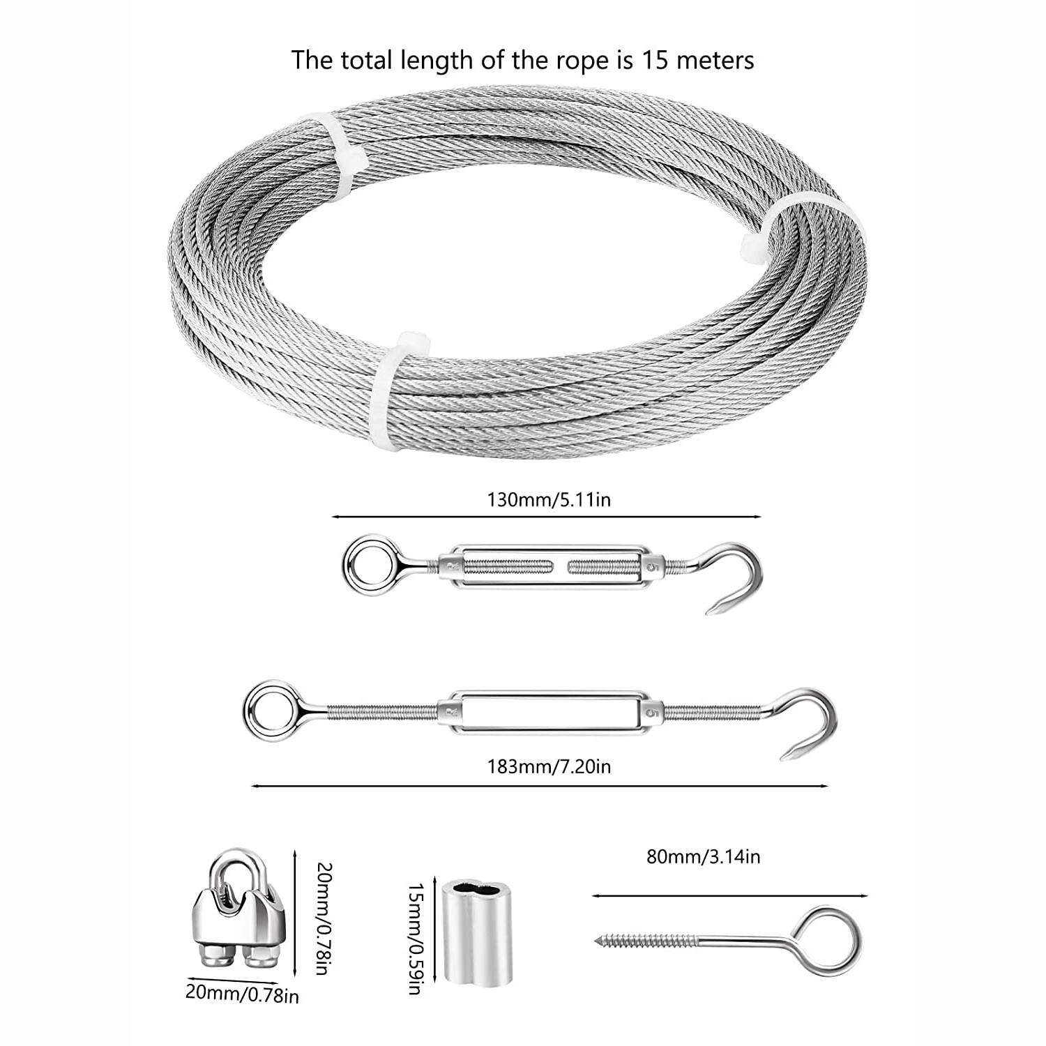 Wire Rope Kit Stainless Steel Cable Fence Wire Roll Kit Turnbuckle ...