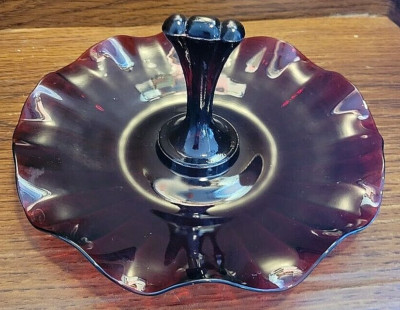 Vintage ANCHOR HOCKING Royal Ruby Red Glass Center Handle Serving ...