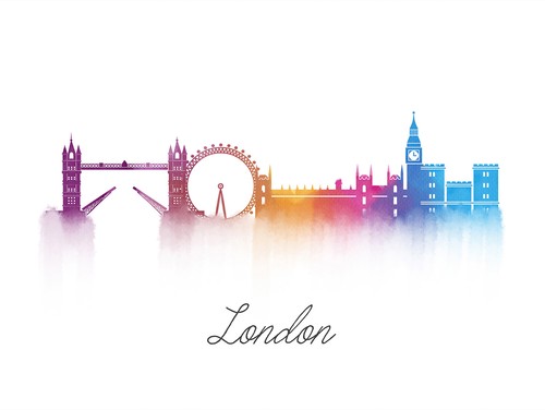 PAINTING DIGITAL LONDON ENGLAND LANDMARK SKYLINE WALL ART PRINT POSTER ...