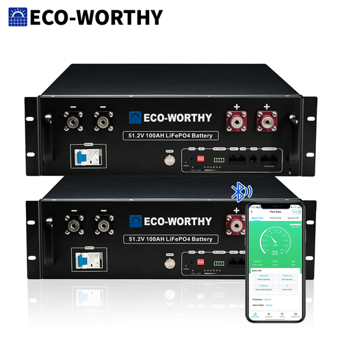 ECO-WORTHY 2Pack 48V 100Ah 10.24KWh Server Rack LiFePO4 Lithium Battery ...