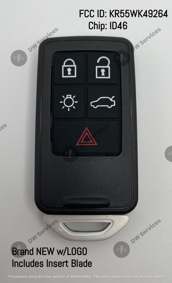 NEW! VOLVO keyless entry SLOT Key FOB KR55WK49264 S80 S60 XC60 V40 V60 ...