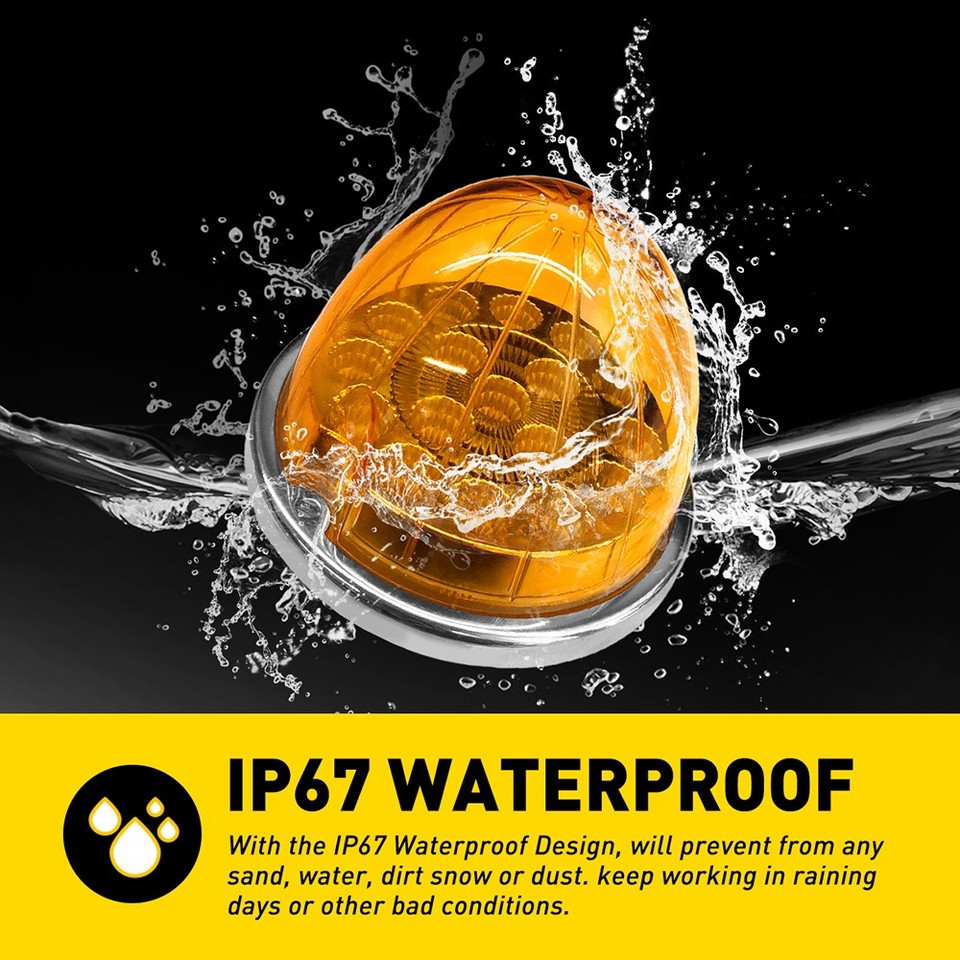 4X AMBER WATERMELON LED YELLOW LIGHT W/CHROME RING LEDS MARKER TURN ...