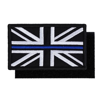 Thin Blue Line Union Jack Embroidered Patch-hook & Loop Backing Police ...