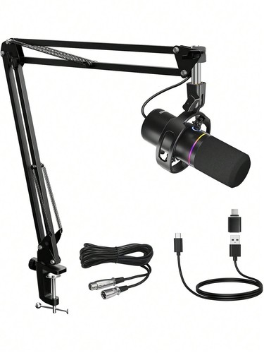 LOOK-Aveek XLR/USB Dynamic Microphone Kit, PC Microphone For Streaming ...