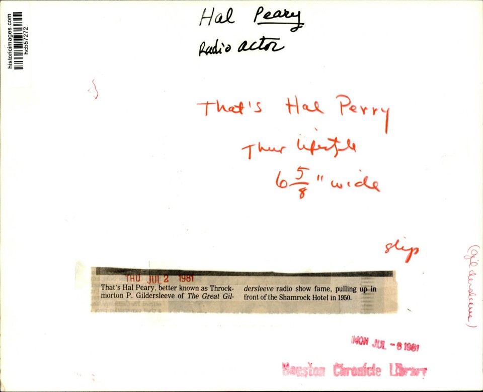 1950 Press Photo Hal Peary, "Throckmorton P. Gildersleeve" at Shamrock ...