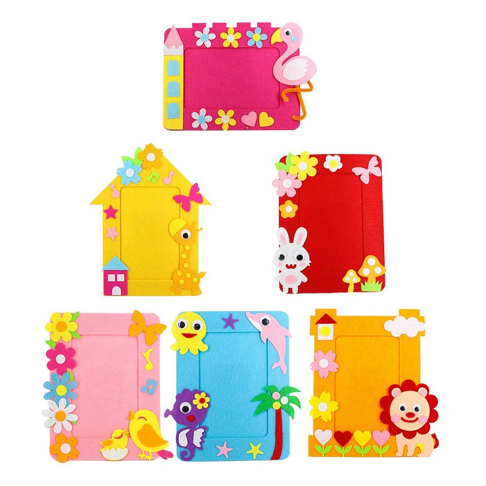 6 Pcs Kids Cartoon Photo Frame Halloween Picture Craft Kit DIY Holder ...