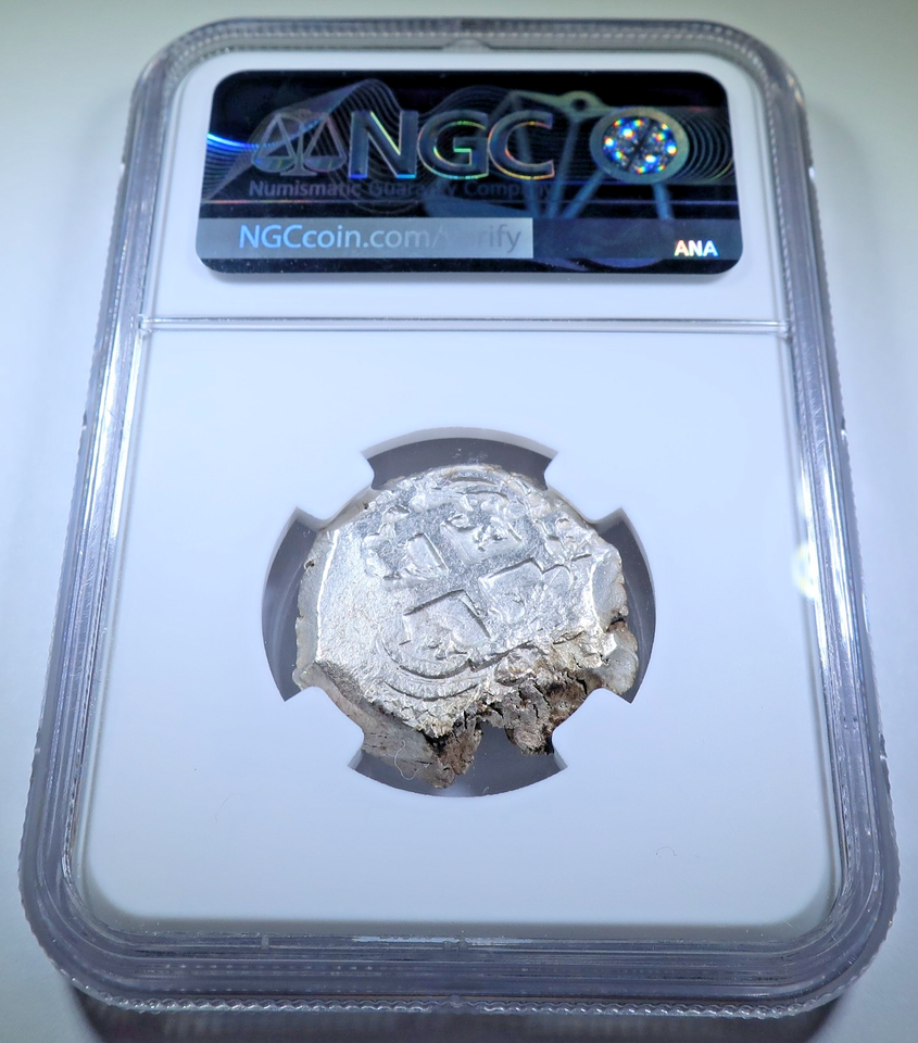 NGC AU Cerro Rico Hoard 1751 Spanish Bolivia 4 Reales Silver 1700's Cob ...