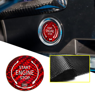 Performance Red Carbon Fiber Engine Start/Stop Push Start Button For C8 ...