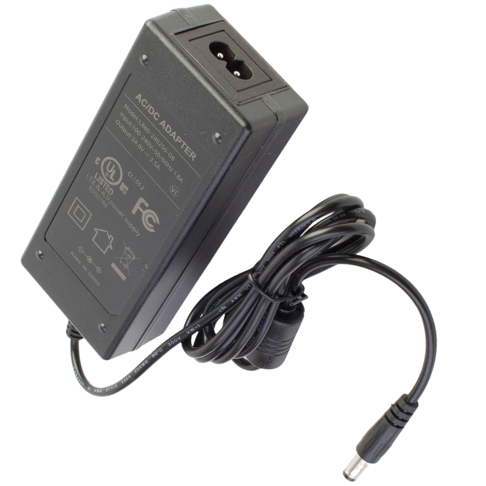 UL LISTED 24V 60W power supply driver 2.5A LED Light AC adapter Class 2 ...