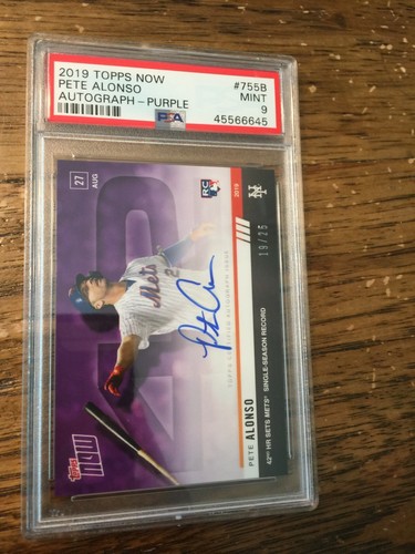 2019 Topps NOW PETE ALONSO #755b Auto Purple 42 Hrs RC 19/25 PSA 9 ...