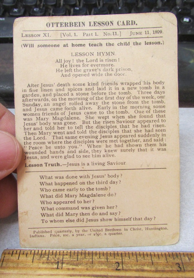 antique Otterbein Lesson Picture Religious Religion Card, 1899, Christ Risen | eBay