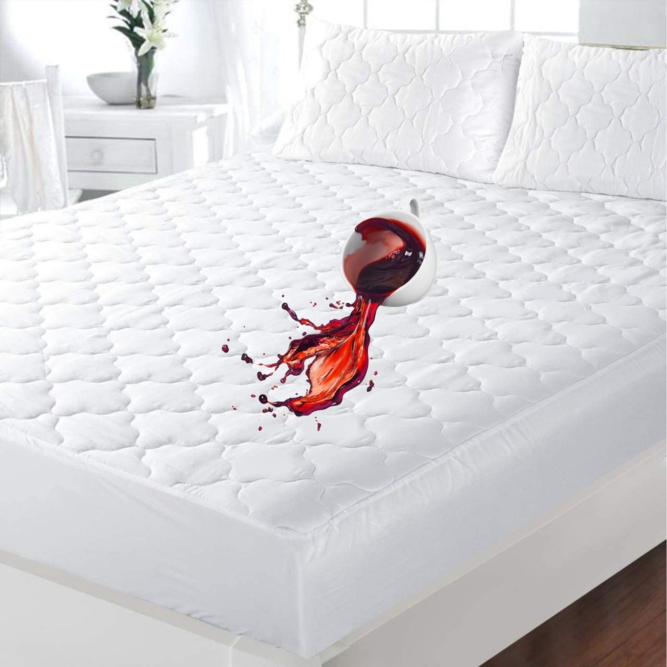 Extra Deep Quilted WATERPROOF Mattress Protector Anti-allergic Fitted ...