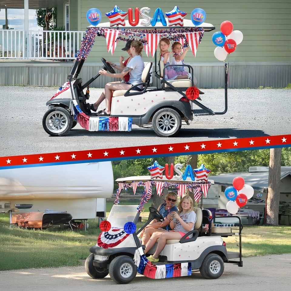 4th of July Parade Car Decorations Kit Patriotic Golf Cart Decor for ...
