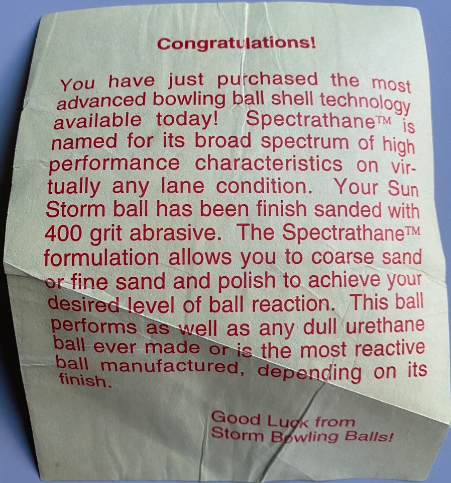 ULTRA RARE HSP High Score Products Sunstorm UNDRILLED NIB Bowling Ball ...
