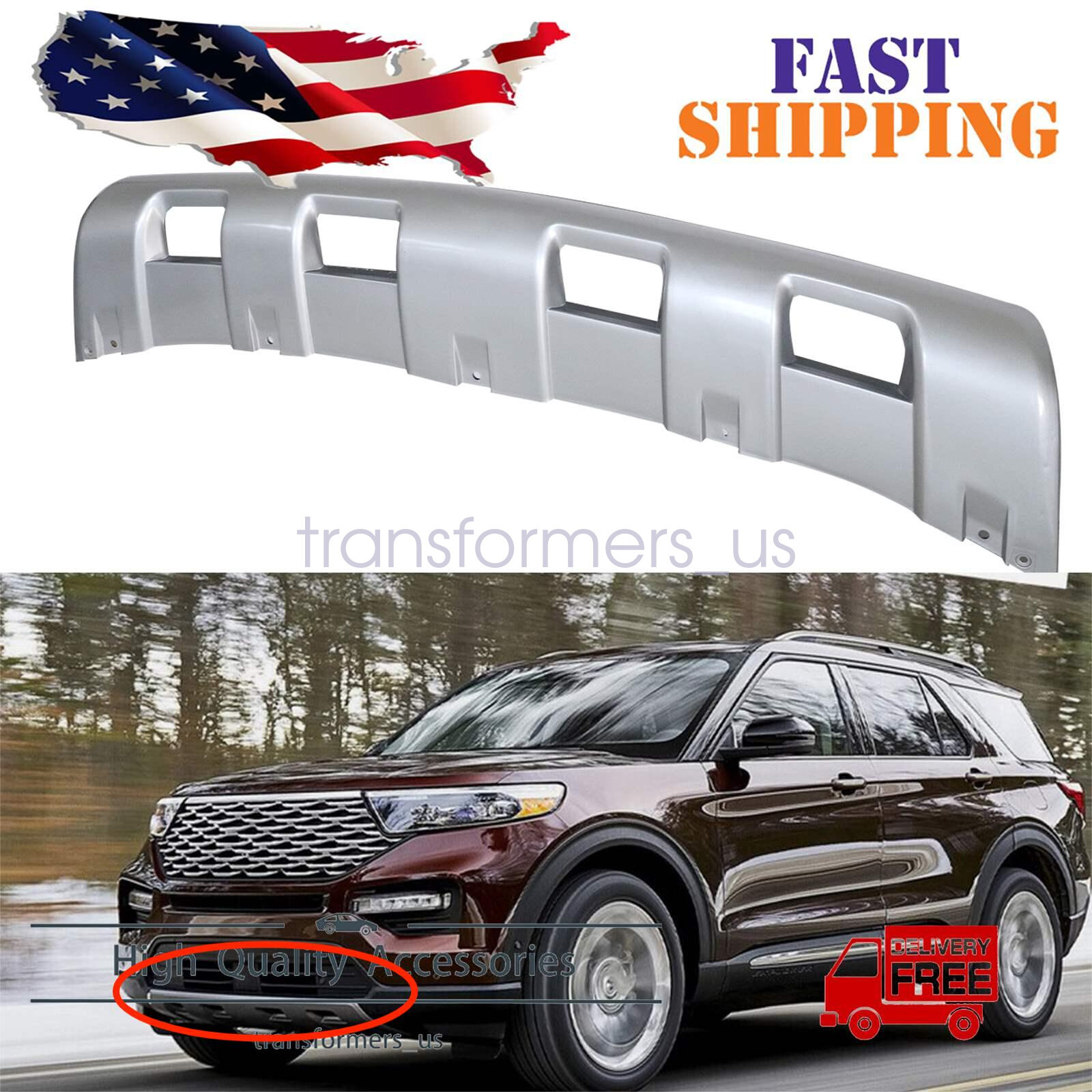 For Ford Explorer 2020-2022 Valance Panel Skid Plate Silver Painted ...