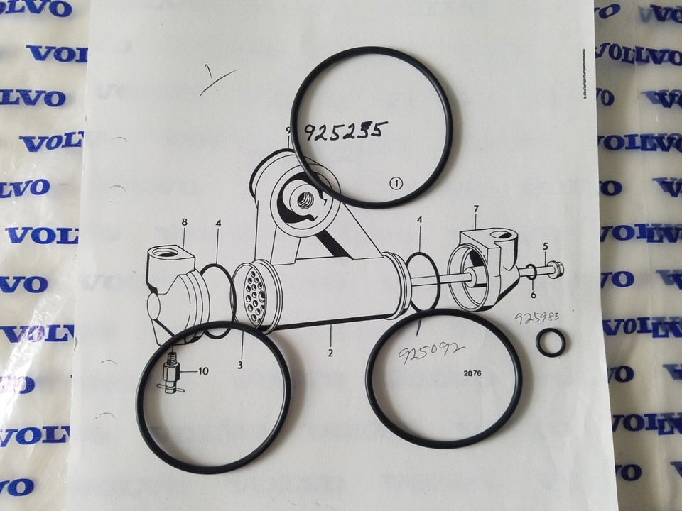 Volvo Penta AQ115 - AQ130 & AQ170 Oil Cooler O-Ring Set 69-77 925255 ...