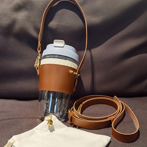 Leather Coffee Cup Holder, Portable Cup Carrier Sleeve, PU Leather ...
