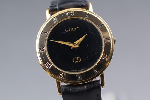 [Exc+4] Vintage GUCCI 3000L Black Dial Gold Quartz Ladies Watch From ...