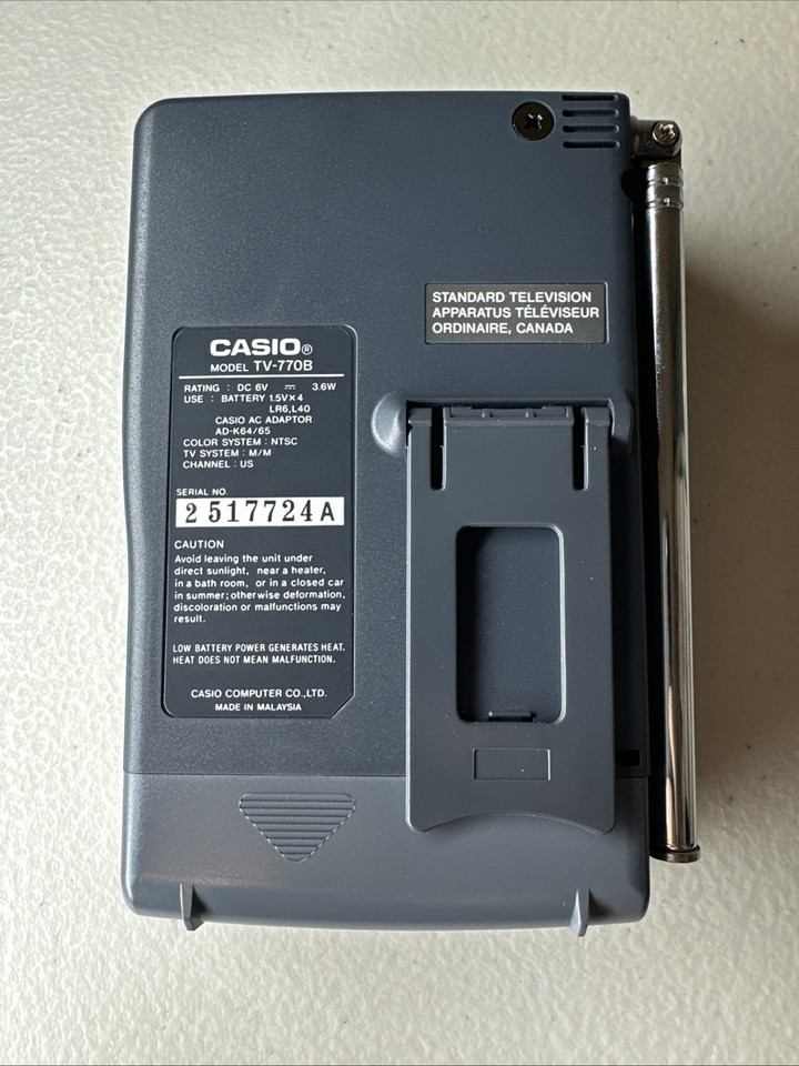 Vintage Casio TV-770 Portable Analog Handheld TV UHF/VHF Crystal Vision ...