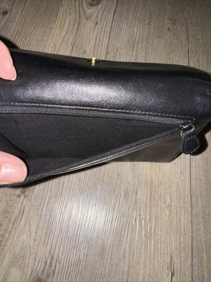 Etienne Aigner Black Leather Wallet Gold Hardware Accordion Long ...