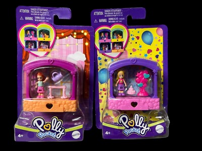 2 Polly Pocket Compact Stack-able Rooms Set ~ Blonde & RED Hair -E3 | eBay