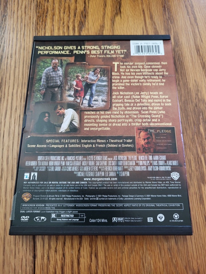 The Pledge w/ Jack Nicholson (Snap Case, DVD, 2001) 85391905325| eBay