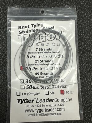 Tyger Leader Stainless Steel Nylon Coated 15lb - 10 Foot Strand | eBay