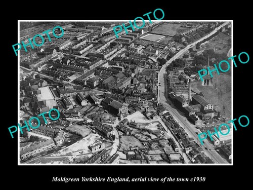 OLD POSTCARD SIZE PHOTO OF MOLDGREEN YORKSHIRE ENGLAND TOWN AERIAL VIEW ...