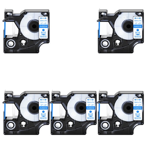 5PK 45014 S0720540 Blue on White Label Tape For Dymo D1 LabelPoint 200 ...
