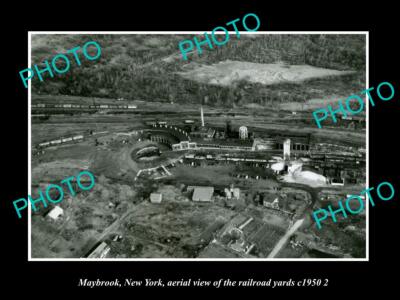 OLD POSTCARD SIZE PHOTO MAYBROOK NEW YORK AERIAL VIEW OF RAIL YARDS ...