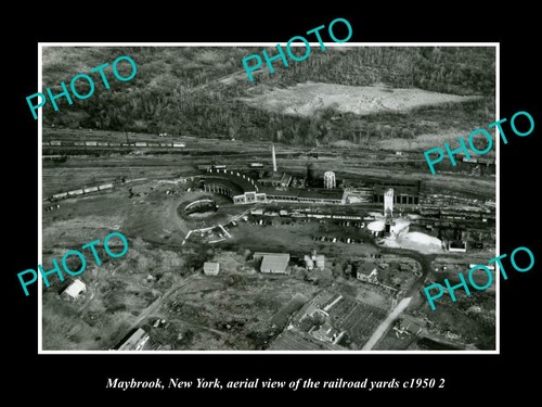 OLD POSTCARD SIZE PHOTO MAYBROOK NEW YORK AERIAL VIEW OF RAIL YARDS ...