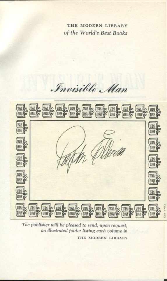 Ralph Ellison Invisible Man Rare Signed Autograph Hardcover Book | eBay