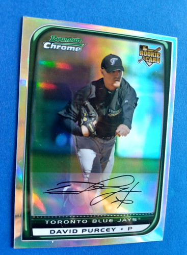 2008 BOWMAN CHROME DAVID PURCEY #203 RC ROOKIE REFRACTOR TORONTO BLUE ...