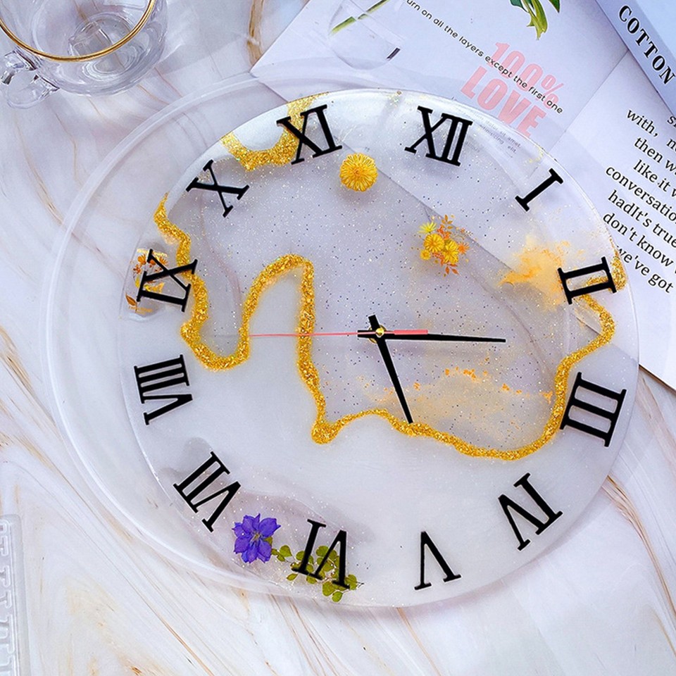 Resin Clock Mould with Movement Arabic Numerals Large Silicone Moulds ...