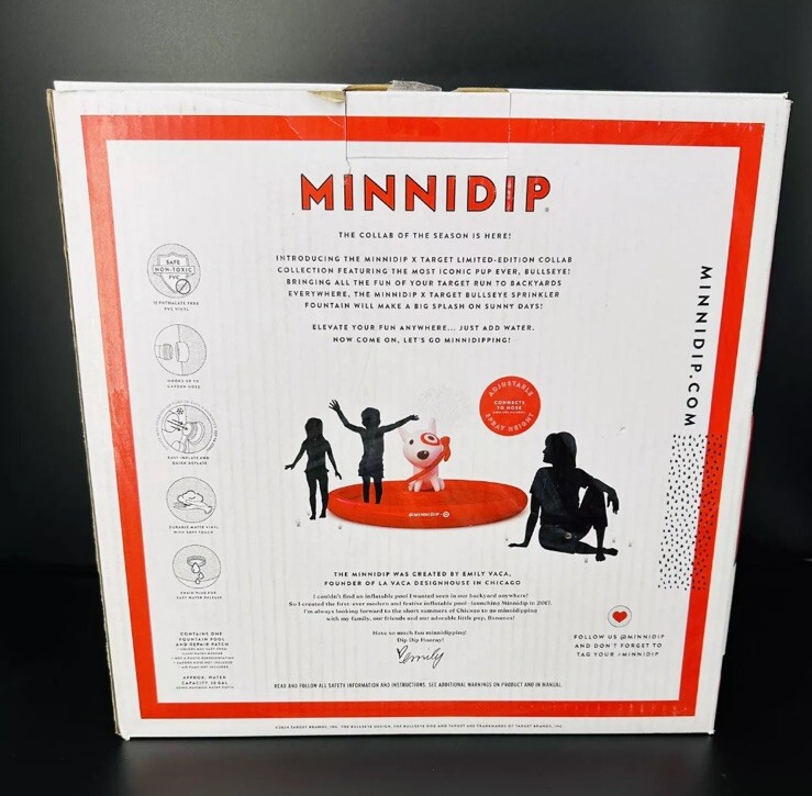 MINNIDIP TARGET BULLSEYE Inflatable Fountain Sprinkler Splash Pad Pool ...