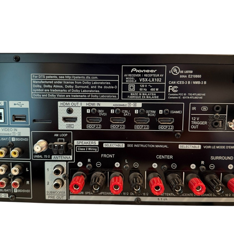 Pioneer Elite VSX-LX102 7.2 Channel AV Receiver | Dolby Atmos 4K HDR ...