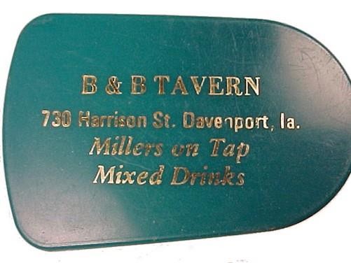 B & B Tavern Davenport Iowa IA Bottle Opener Bottle Cap Vintage ...