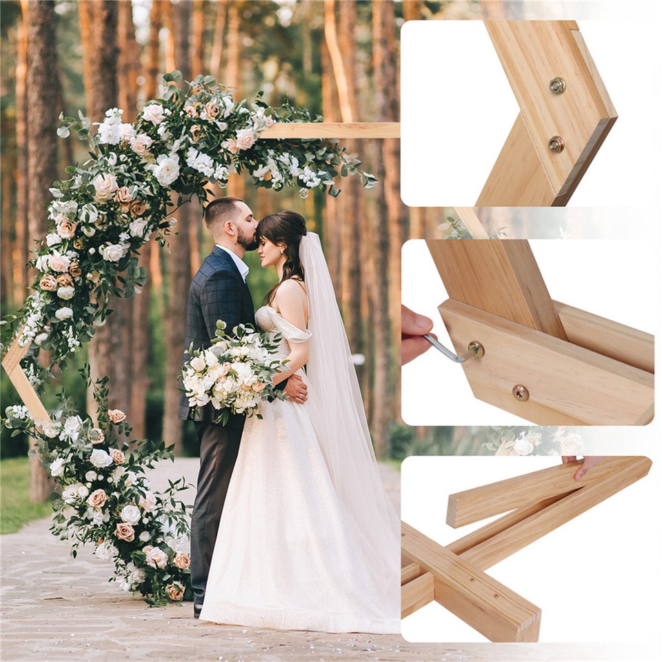Wooden Wedding Ceremony Arch Garden Arbor Backdrop Stand Floral Garland ...