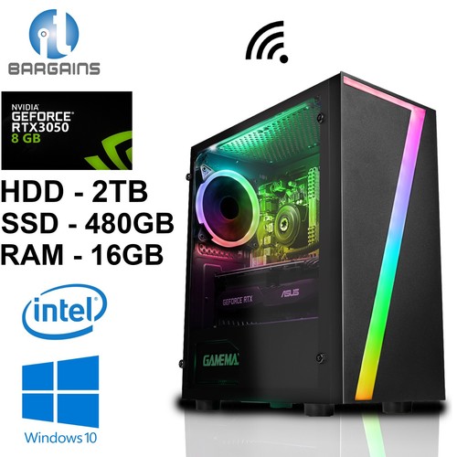 Desktop Gaming PC i3 i5 i7 16GB RAM NVIDIA RTX 3050 2TB + 480GB SSD ...