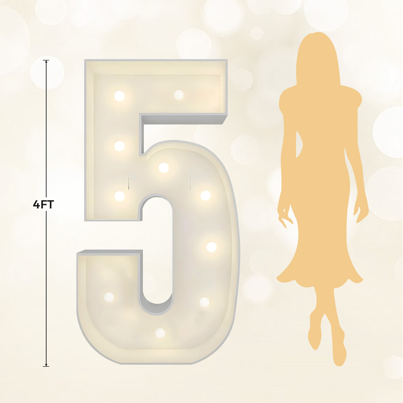 4FT Marquee Light Up Number w/ 10 Bulbs Balloon Frame Wedding Backdrop ...