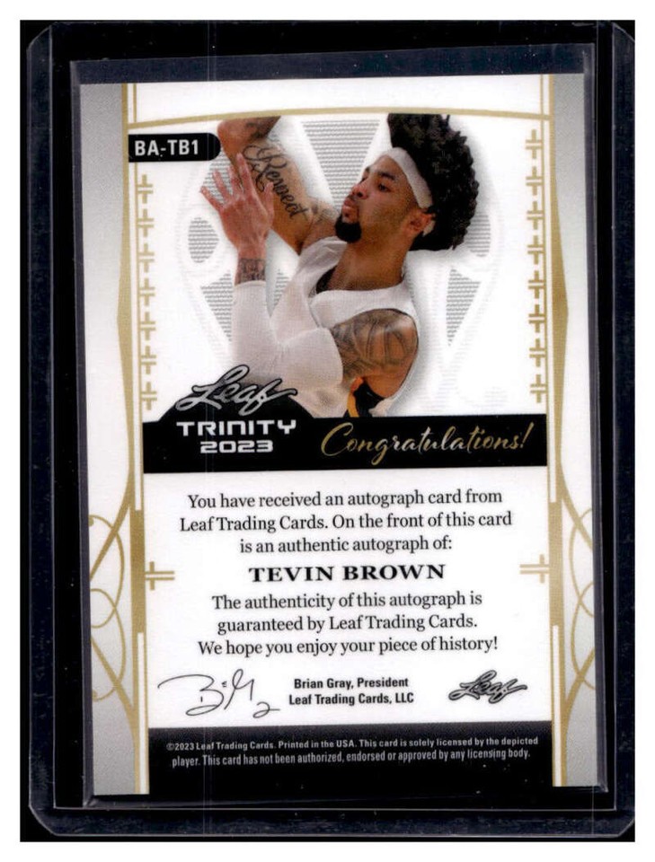 TEVIN BROWN RC AUTO 2023 Leaf Trinity 10/20 Green Autograph ROOKIE Cant ...
