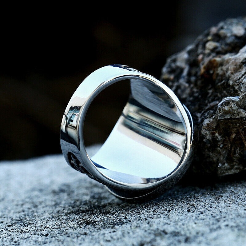 New Unisex Titanium Steel Wolf Head Ring Retro Style Arrogant Punk Rock ...