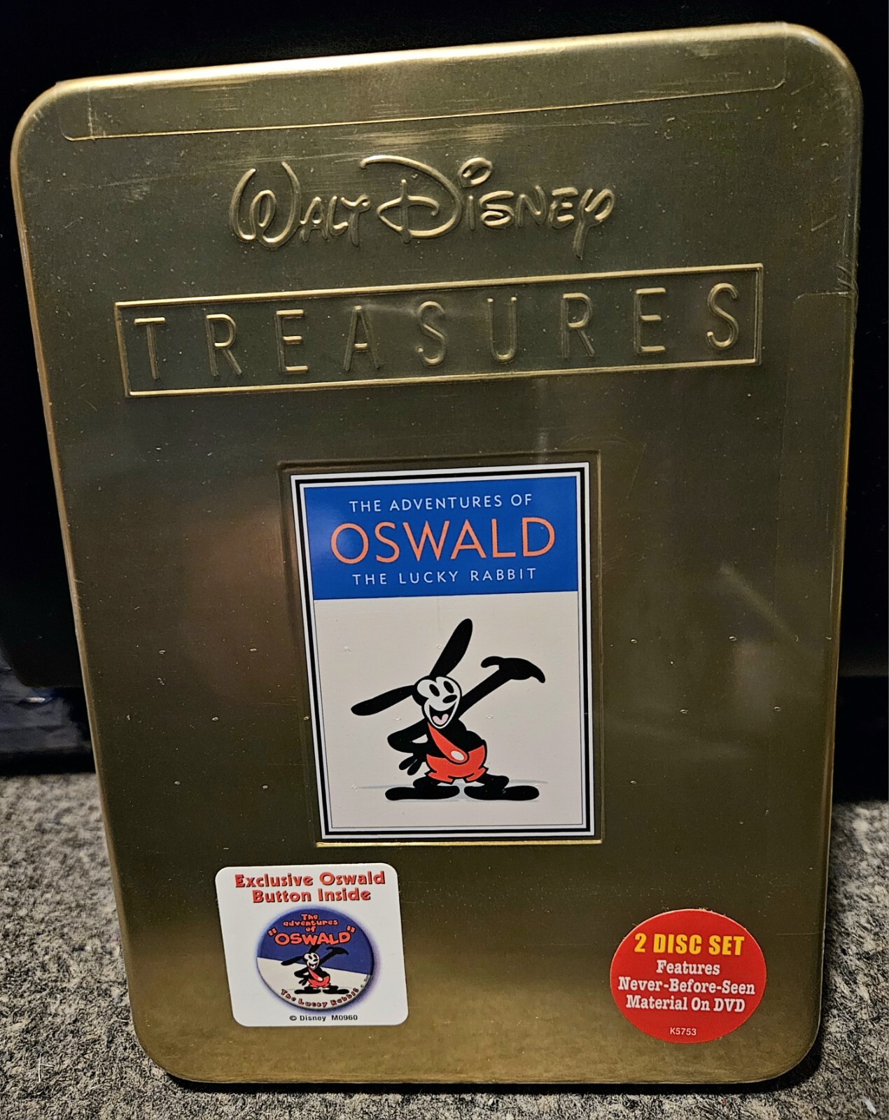 WALT DISNEY TREASURES OSWALD THE LUCKY RABBIT 2 DISC DVD SET w/ BUTTON ...