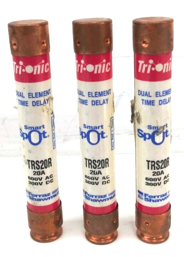 FERRAZ/SHAWMUT TRIONIC DUAL ELEMENT TIME DELAY FUSE, TRS20R 20 AMPS ...