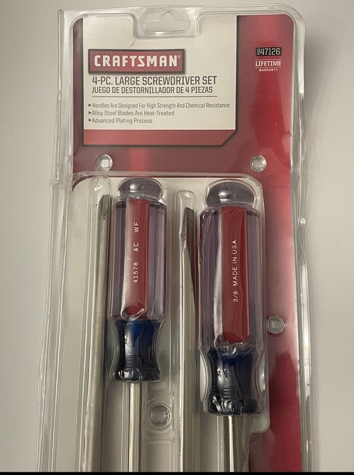 Craftsman Large 8" Slotted & Phillips Screwdriver Set, 4 pcs USA 47126 ...