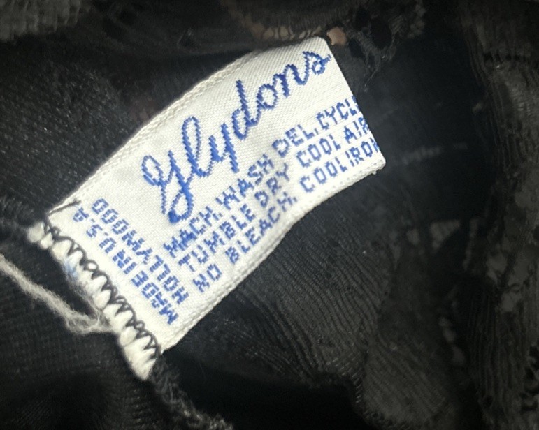 Vtg 60s 70s Glydons M Black Lace Lingerie Dress Nightgown Robe Peignoir ...
