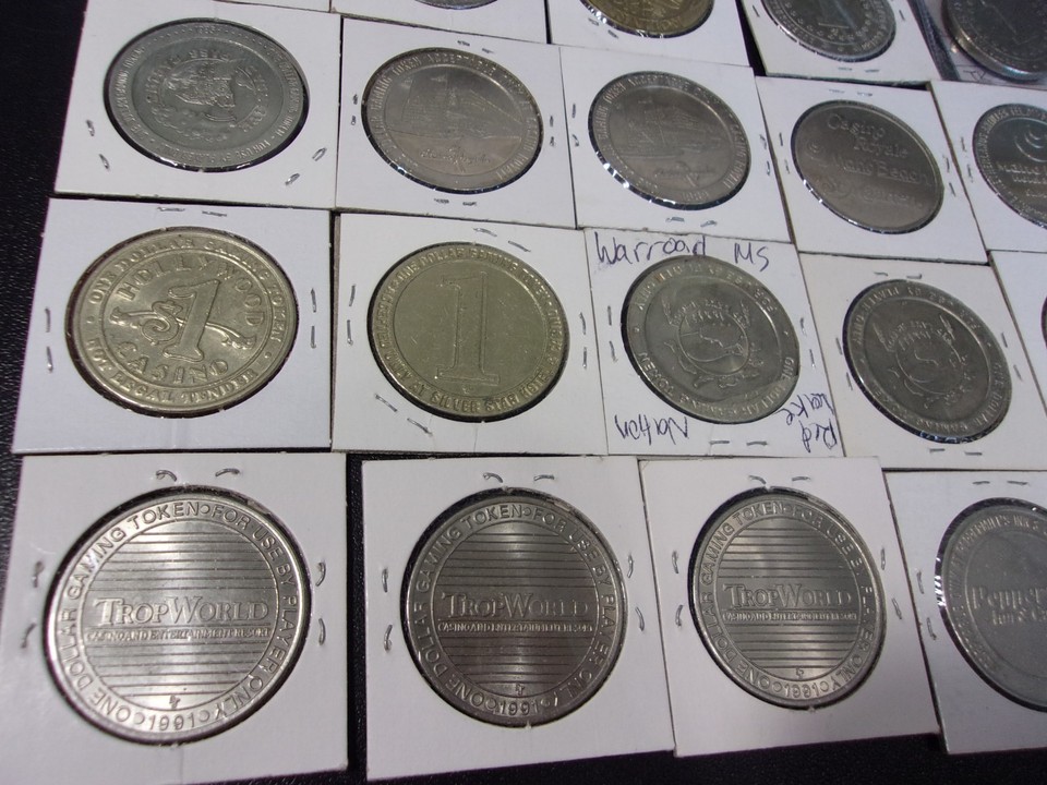 MIXED LOT OF 20 $1 ONE DOLLAR GAMING SLOT TOKENS - VARIOUS CASINOS (LOT ...