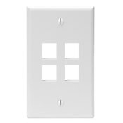 Leviton 41080-4WP Single-Gang QuickPort Wall Plate, 4-Ports, White | eBay