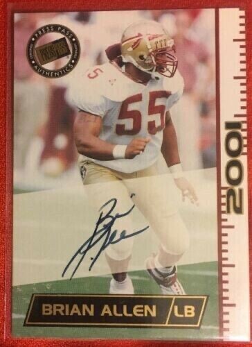 Brian Allen Florida State Football Press Pass Autograph Auto Rookie ...